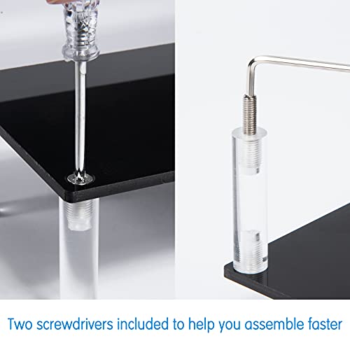 Black 3 Tier Acrylic Cupcake Display Stand, Collection Organizer Shelf, Desserts Holder,Display Riser for Cupcake (2 Pack 12β x 10.2" x 6.3" )