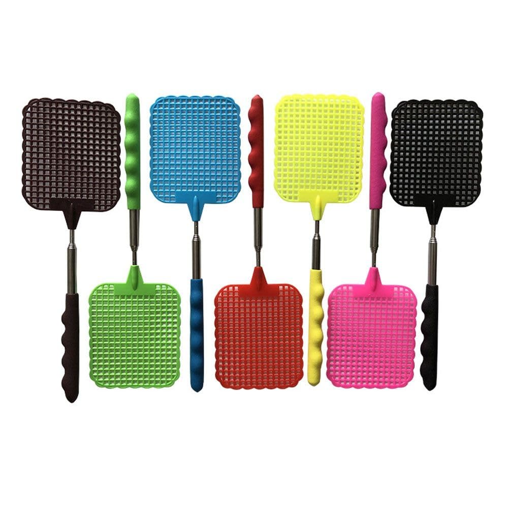 1PCS Extendable Fly Swatter,Plastic Fly Swatter Extendable Flyswatter for Indoor Outdoor(Pink)