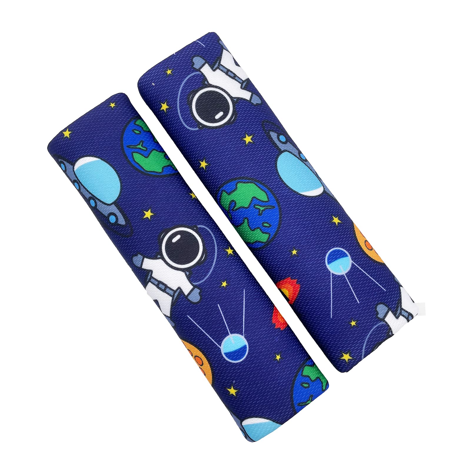 IPOVO Car Seat Belt Pad Cover for Kids,Soft and Comfort Baby Car Seat Belt Strap Covers Cute Unicorn Pattern 2 Pack Harness Pads for Kids (Spaceman)