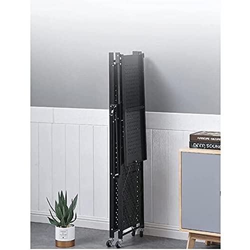 ATAAY Shelf Unit Heavy-Duty Kitchen Storage Rack Foldable Storage Cart Kitchen Living/Black