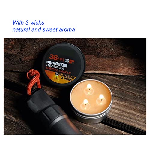 3 Wick 36 Hour Emergency Candle, Long Lasting Survival Candle with Natural Aroma Slow Burn Beeswax Wax Camping Candle Scented Candle for Emergency, Camping, Hiking, Essential Supplies