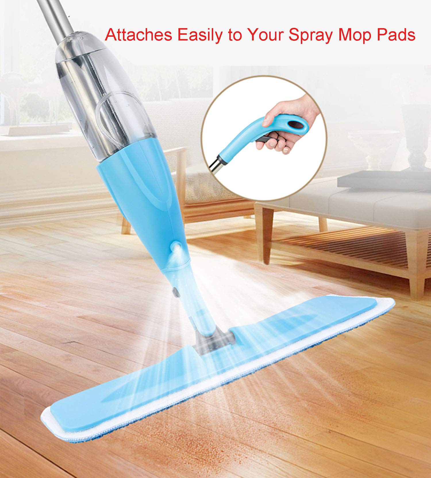 JDWG 4 Pack Mop Head Replacements Pads Microfiber Cleaning for Most Spray Mops and Reveal Mops, Wet & Dry Home Commercial Cleaning. (Grey)