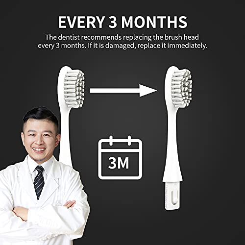 Flexforce V1 Toothbrush Replacement Heads, Adult and Kid Toothbrush Heads, Sonic, Clean Tongue Coating, Nylon (4 Packs, White)