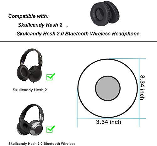 Alitutumao Ear Pad Replacement Earpads Ear Cushion Ear Cover Compatible with Skullcandy Hesh Hesh 2 Hesh2 Hesh 2.0 Wireless Headphones Black