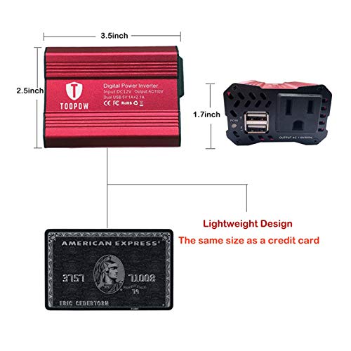 150W Power Inverter/Car Inverter DC 12V to 110V AC with 3.1A Dual USB Car Adapter 1 Outlet Converter Power Inverter