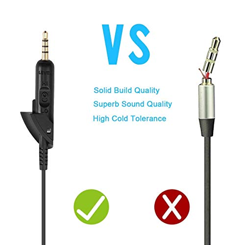 Alitutumao Replacement Audio Extension Cable Cord Wire Compatible with Bose QuietComfort QC15 Headphones with in line Mic (Black)