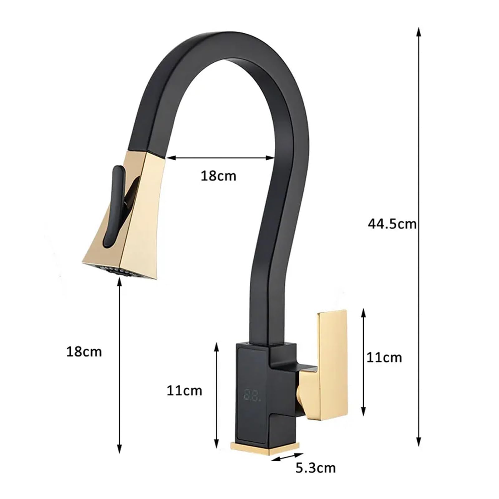 1PCS Pull-Out Kitchen Faucet Digital Temperature Display Sink Faucet Kitchen Mixer Faucet Brass Mixer Faucet Crane 360 Degree Rotation (Color : Chrome)