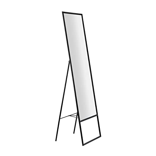 Adesso Alfred Full Length Simple, Modern Matte Black Floor Mirror with Folding Frame