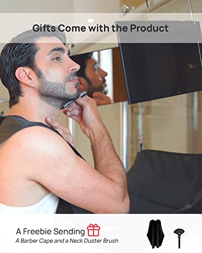 OMIRO Door Mount 3 Way Mirror for Hair Cutting, 360 Trifold Self Haircut Mirror with Adjustable Telescoping Hooks, Multi-Functional for Makeup and Travel