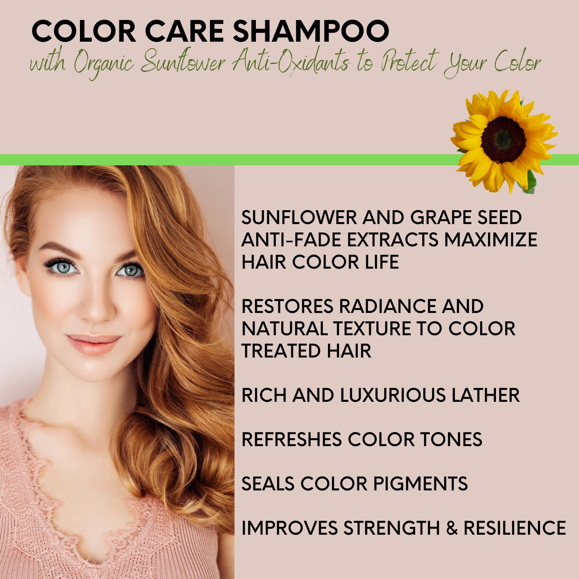 DermOrganic Color Care with Sunflower Anti-Fade Extract - Sulfate-Free - SHAMPOO 17 fl.oz