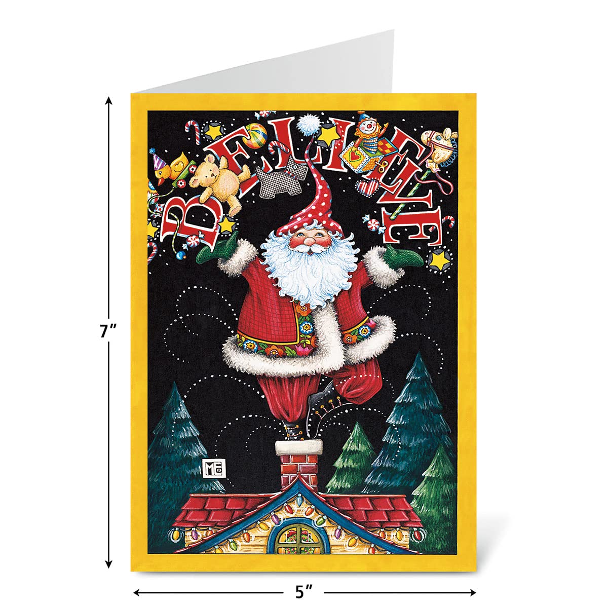 Current Mary's Believe Christmas Greeting Cards Set © Mary Engelbreit - Set of 18 Large 5 x 7-Inch Folded Cards, Themed Holiday Card Value Pack, Envelopes Included
