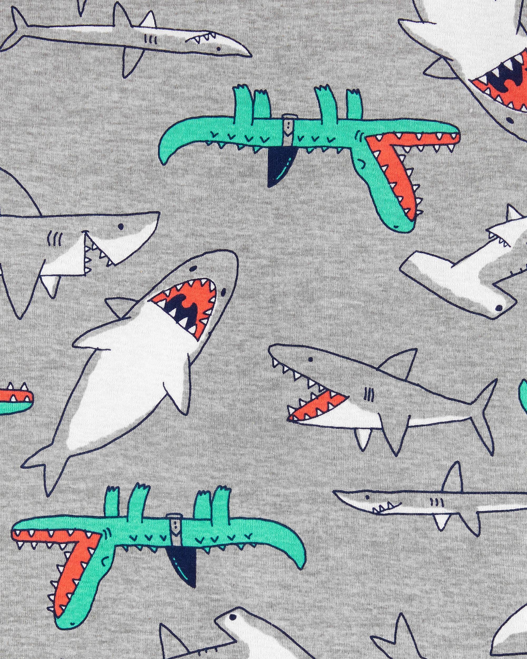 Carter's 4-Piece Toddler and Baby Boy's Snug fit Cotton Pajamas (Shark and Croc, 4T)