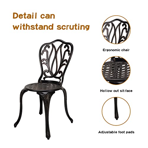 3-Piece Patio Bistro Furniture Set Cast-Aluminum Bistro Table Set for Lawn,Garden,Backyard (YILI Copper)