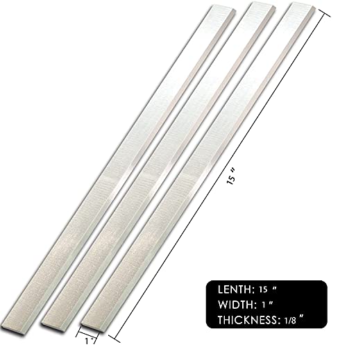 15 Inches Planer Blades jointer Knives set HSS Replacement for Delta 22-677 DC-380 Grizzly G0453 G1021 G6701 JET 708529G JWP-15CS JWP-15HO Freud C045 Reliant DD-37 Powermatic and Most 15" Planers 3pcs