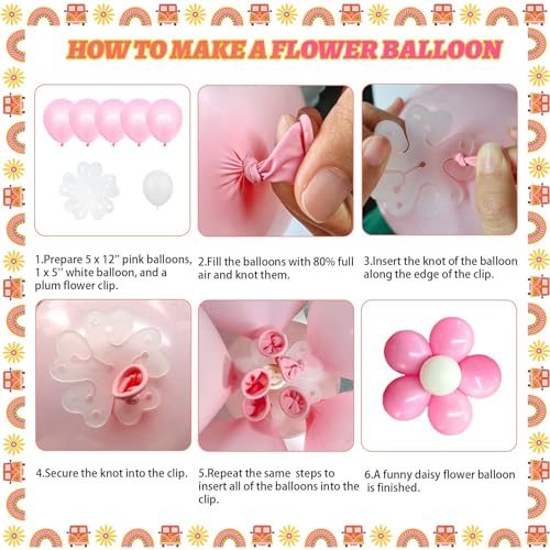 122 PCs Two Groovy Party Decorations, Fiesec Two Groovy Boho Daisy Hippie Second Birthday Party Backdrop Balloon Garland Banner Tablecloth Cake Cupcake Topper Crown Poster