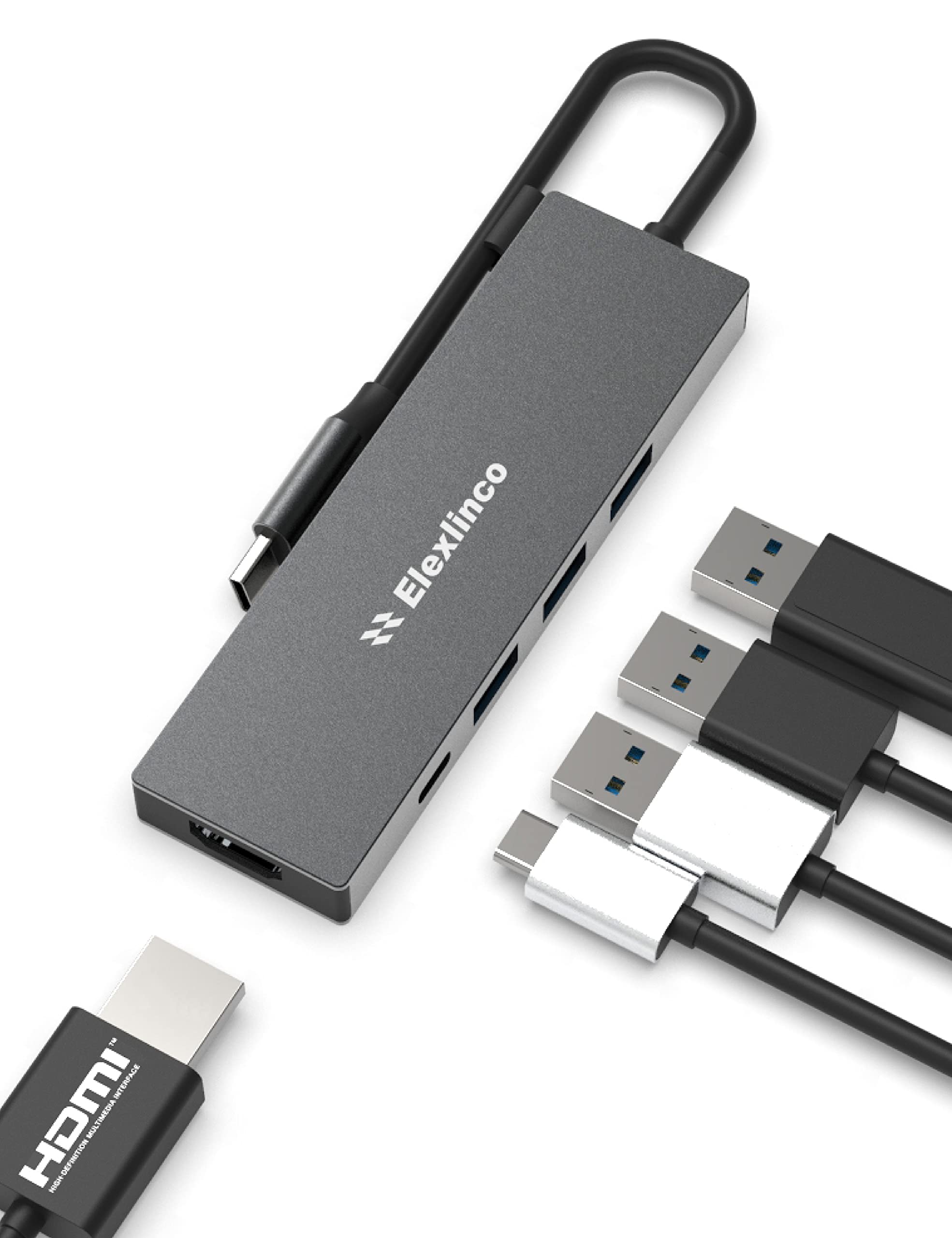USB C Docking, USB C Hub 3.0 with 4k HDMI,5 in 1 Portable Type C to USB C Adapter with 100W PD Charging Ports for MacBook,Mac Pro/Air, Ipad Pro,Laptops