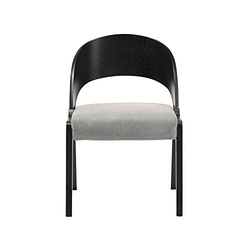 Armen Living Polly Mid-Century Modern Dining Accent Chairs Finish Fabric-Set of 2, 20" Wide, Black/Grey
