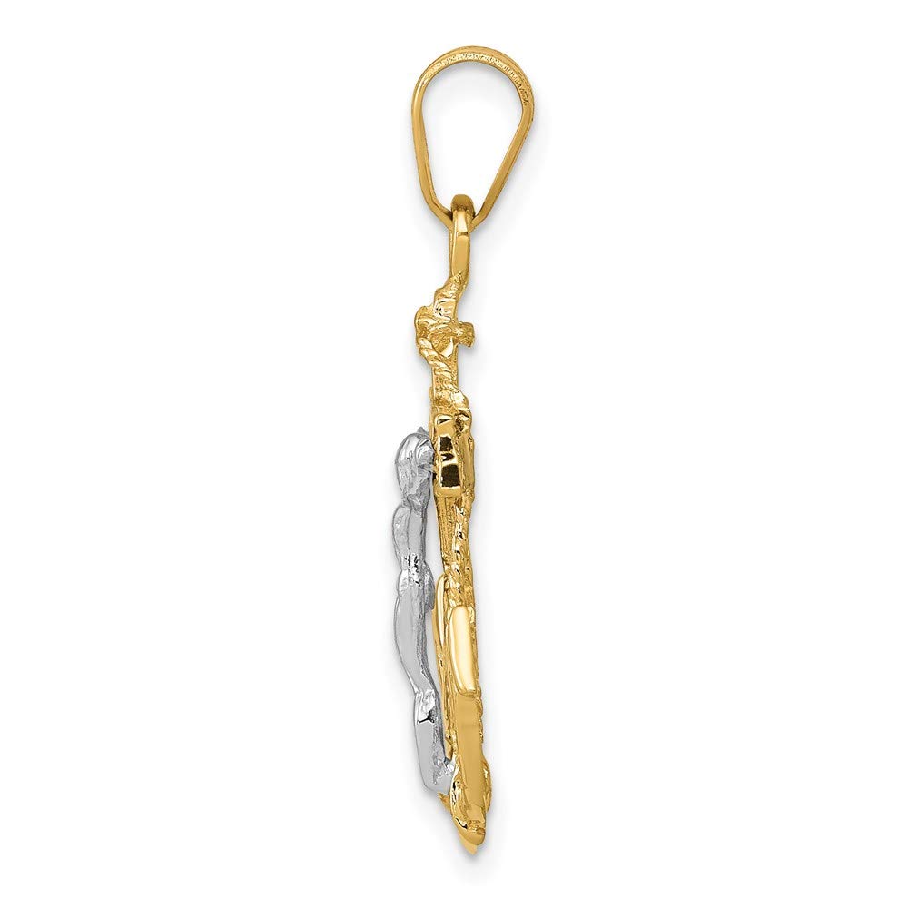 14K Two Tone Gold Mariner Cross Pendant