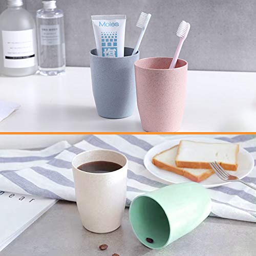 DeeCoo Eco-friendly Unbreakable Reusable Drinking Cup (12 OZ), Wheat Straw Stackable,Biodegradable Healthy Tumbler Set 15, Reusable Bathroom Drinking Cup,Dishwasher Safe