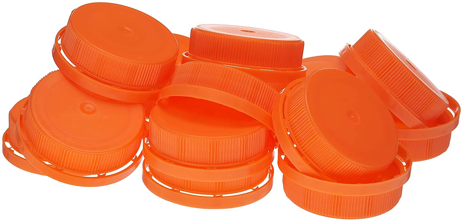 38MM Orange Tamper Evident Ratchet Caps/Lids for Plastic Juice Bottles, Clear Juice Bottles and more by EcoQuality (50)