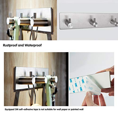 Adhesive Hooks Heavy Duty Stick on Wall Door Waterproof Stainless Steel Hooks for Hanging Coat Hat Towel Robe in Kitchen Bathroom Home Hanging Rack