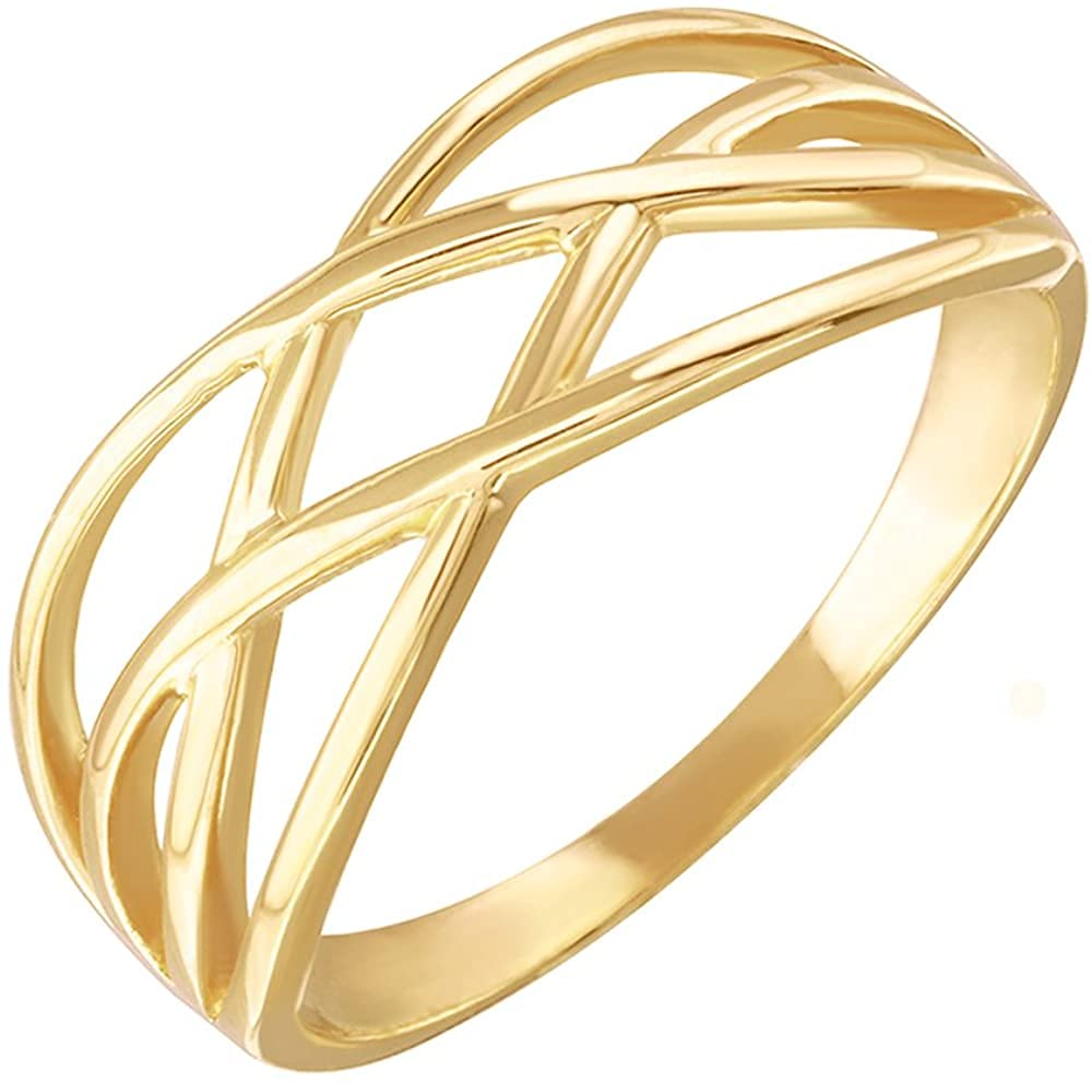 10k Yellow Gold Woven Celtic Knot Band Style Ring - Size 8
