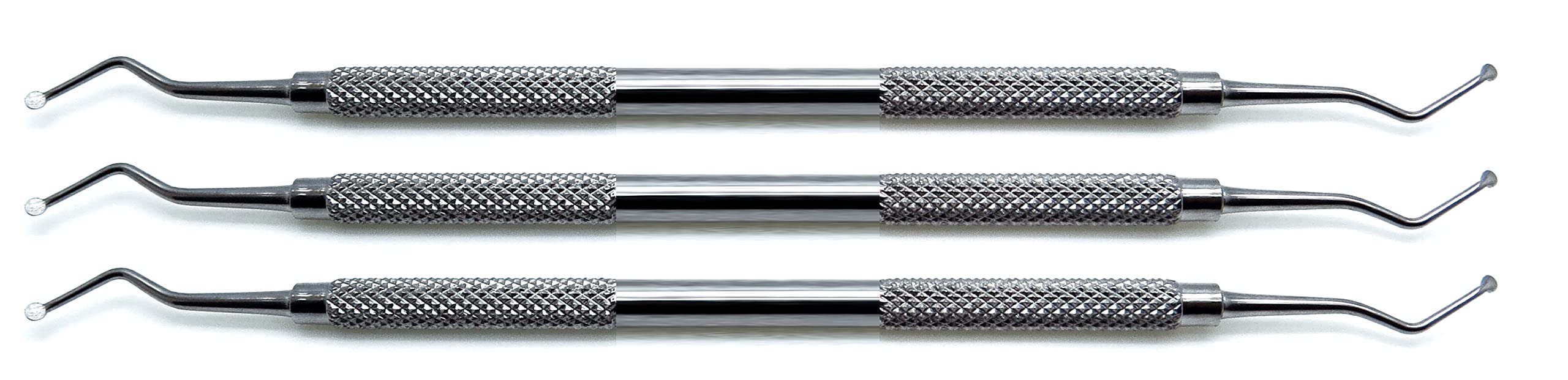 3 Pcs Dental Restorative Excavator 127/128, 2mm Spoon New Double Ended Instrument