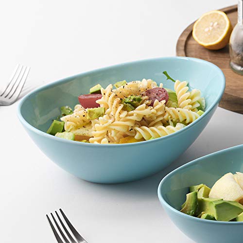 DOWAN 9" Porcelain Serving Bowls, Large Serving Dishes, 36 Ounce for Salads, Side Dishes, Pasta, Oval Shape, Microwave & Dishwasher Safe, Good Size for Dinner Parties, Set of 4, Turquoise