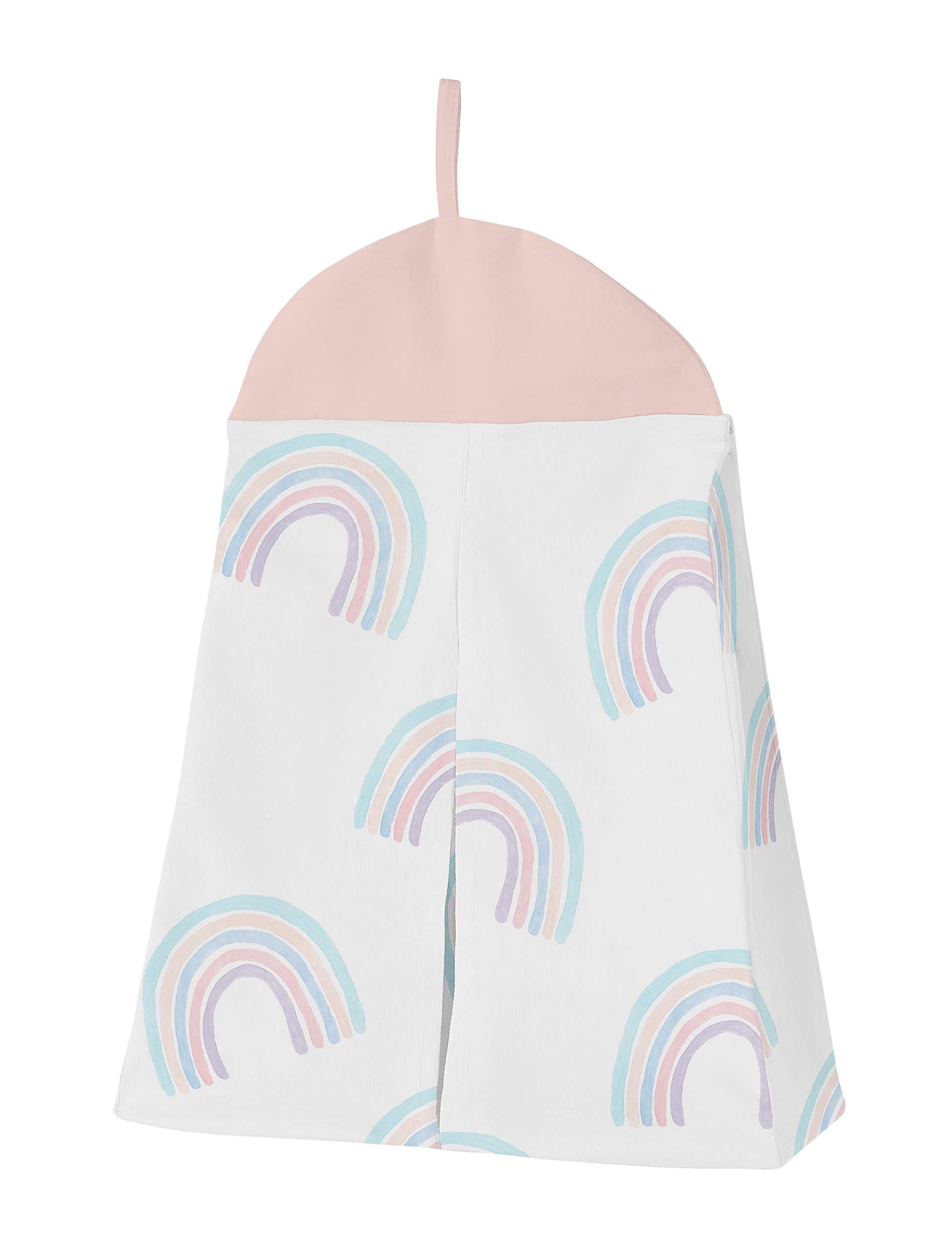 Sweet Jojo Designs Pastel Rainbow Baby Girl Nursery Crib Bedding Set - 4 pieces - Blush Pink, Purple, Teal, Blue and White