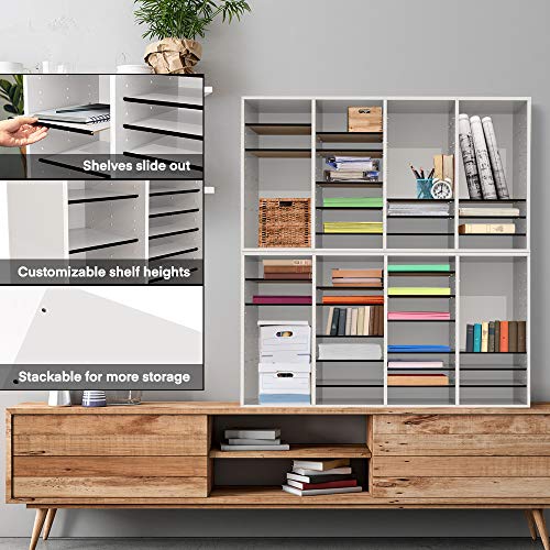 Adir Wooden Literature Organizer Sorter - Stackable Mail Craft Paper Storage Holder with Removable Shelves for Office, Classrooms, and Mailrooms Organization (36 Compartment, White)