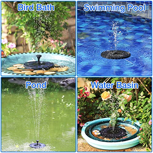 2.5W Solar Fountain with 6 Nozzles 2023 Upgrade, 6.7" Solar Bird Bath Fountain, Solar Powered Fountain for Pond, Pool, Garden, Fish Tank and Aquarium