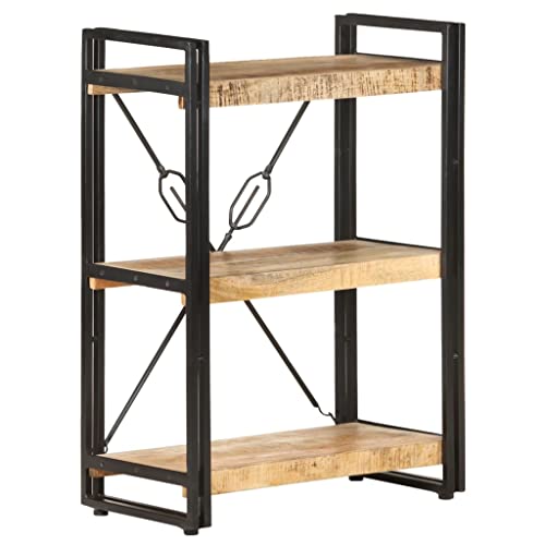 3-Tier Bookcase,Industrial Shops Shelf,Display Shelves for Collectibles,Open Shelving Unit,Bathroom Storage Rack,Use in Living Room, Bathroom and Plants,Balcony, 23.6"x11.8"x31.5" Solid Mango Wood