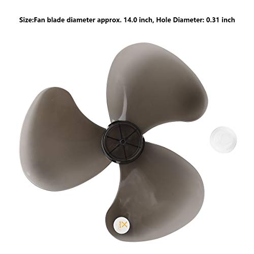 dPois Plastic Fan Blade Replacement Part with Nut Cover for Universal Standing Pedestal Fan Table Fanner General Accessories Black 3 Leaves 16 inch