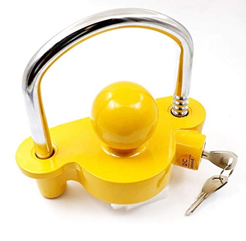 DEF Coupler Lock Hitch Trailer Lock with 2 Keys Heavy-Duty Steel Fits 1-7/8" 2" and 2-5/16" Replaces#72783 Yellow and Chrome