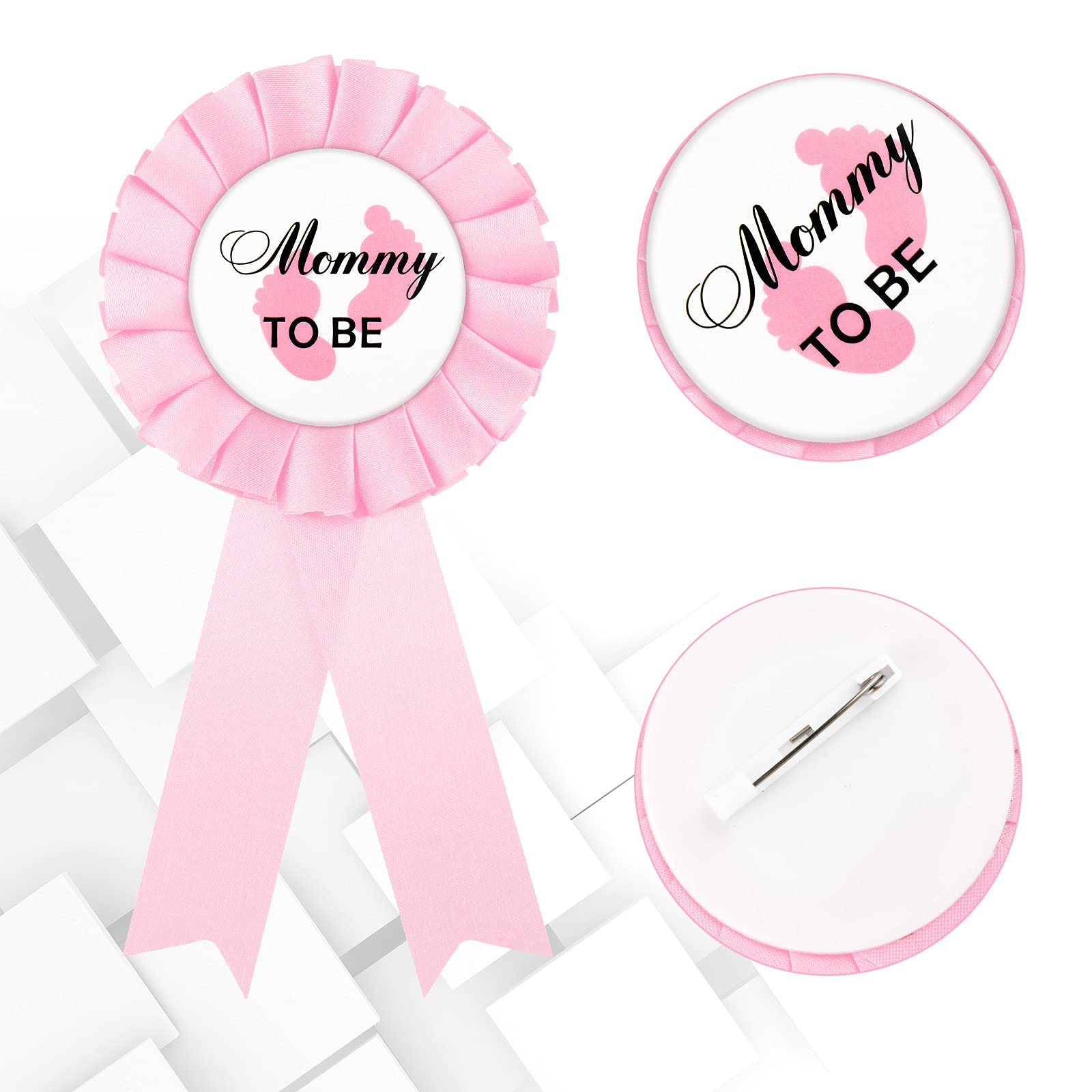 2 Pieces Daddy and Mom Be Tinplate Badge Pin Gender Reveal Button Pins New Daddy Mom Gifts for Baby Shower Party Celebration (Pink)