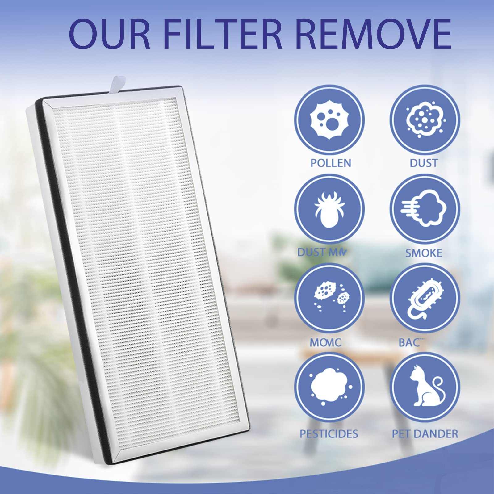 4 Pack MA-40 True HEPA Replacement Filter…