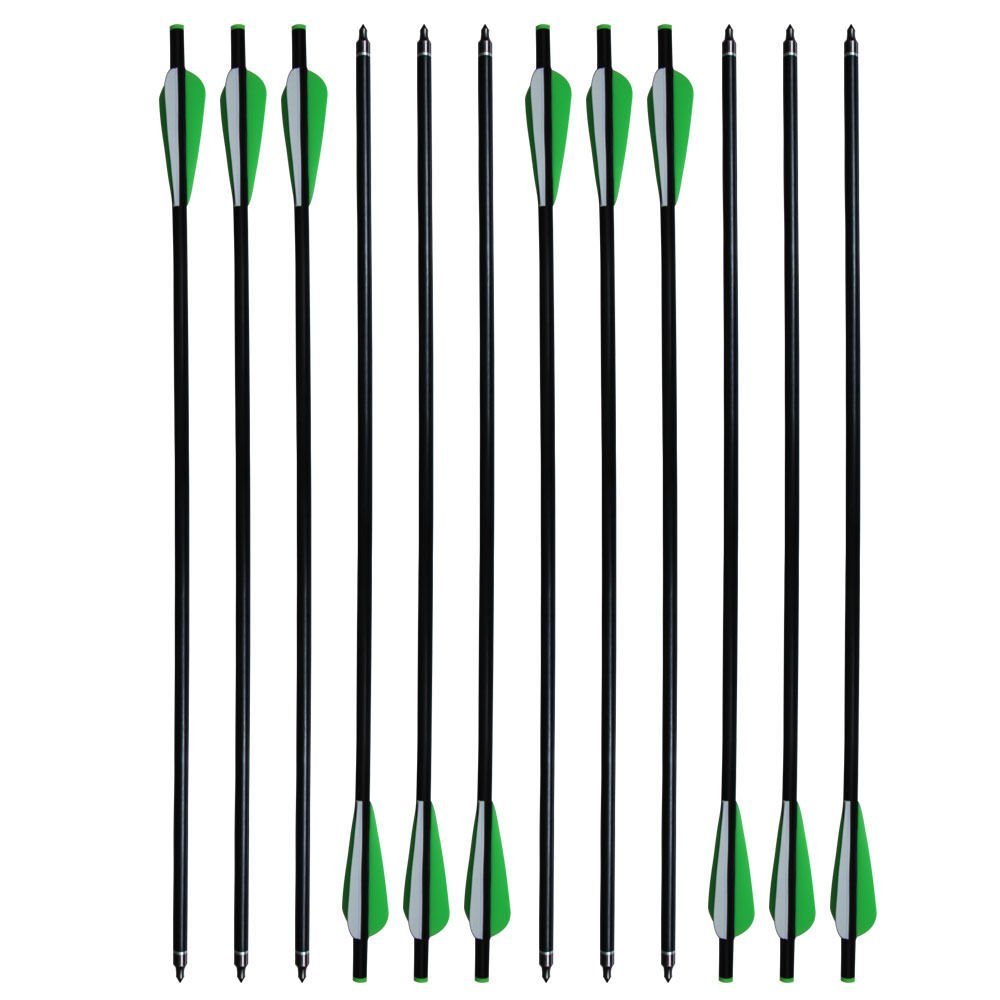 12Pcs 17" Fiberglass Crossbow Bolts Arrows with Replaceable Screw-in Broadhead Flat Nocks for Archery Hunting Target Practice