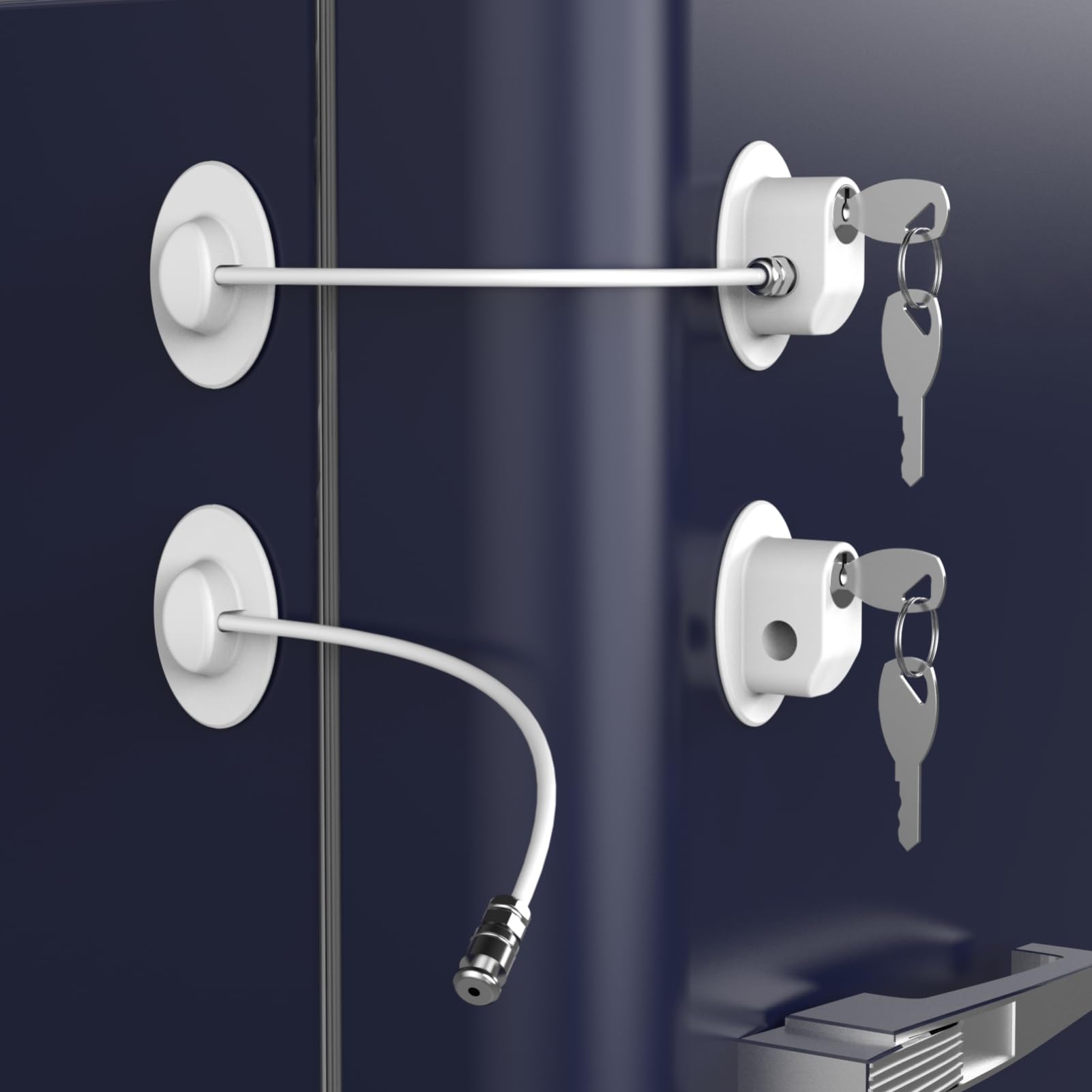 2 Pack Refrigerator Door LocksďźFreezer Door LocksďźFile Drawer Cabinet Locks by REZIPO White with 4 keys