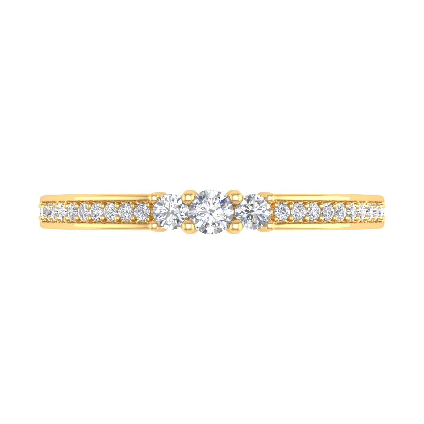10k Yellow Gold 3-Stone Diamond Engagement Ring (0.22 Carat) - IGI Certified (Ring Size 5)