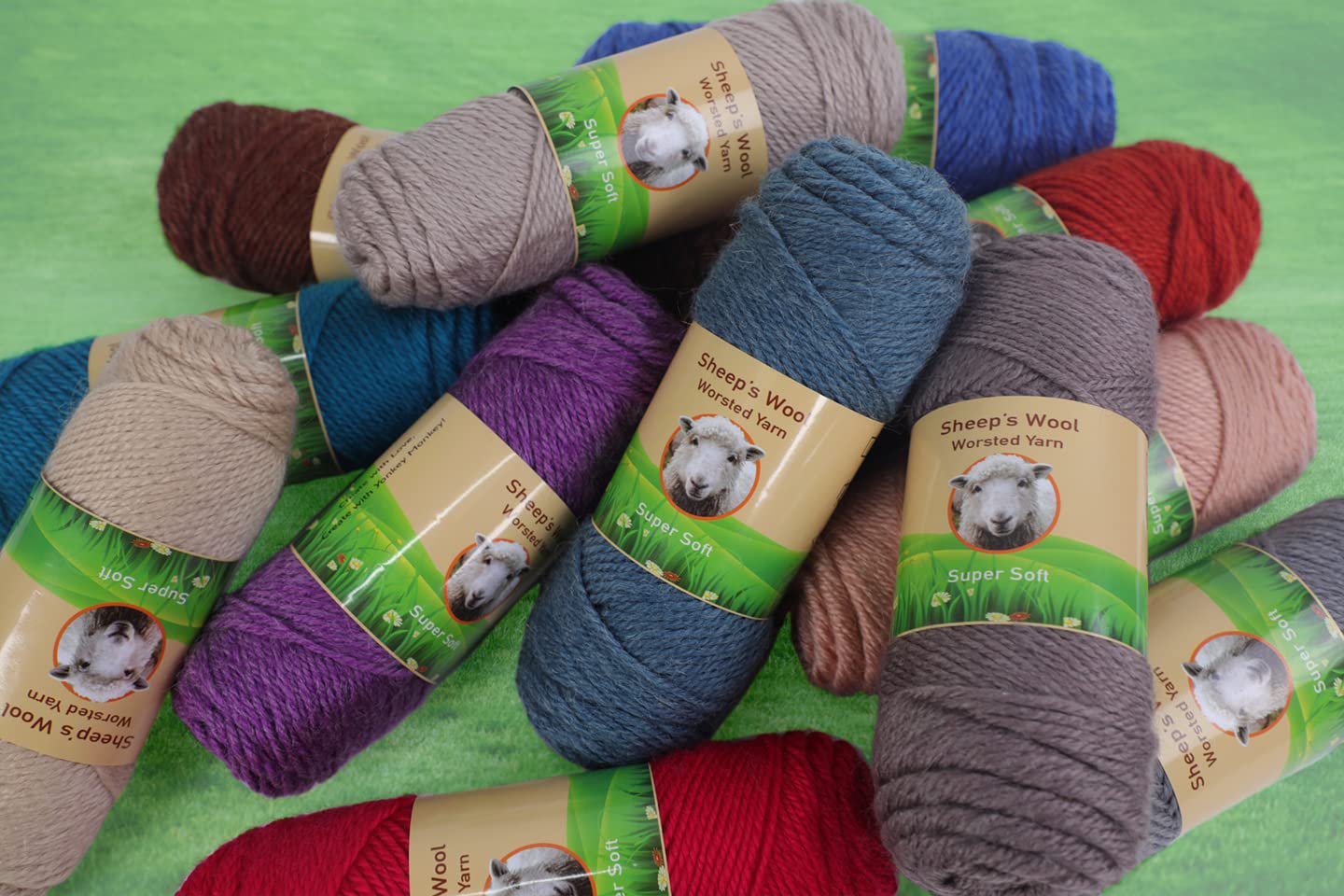 3-Pack Sheep Wool Worsted Yarn for Knitting and Crocheting 300 Grams of Lamb Sheep's Wool