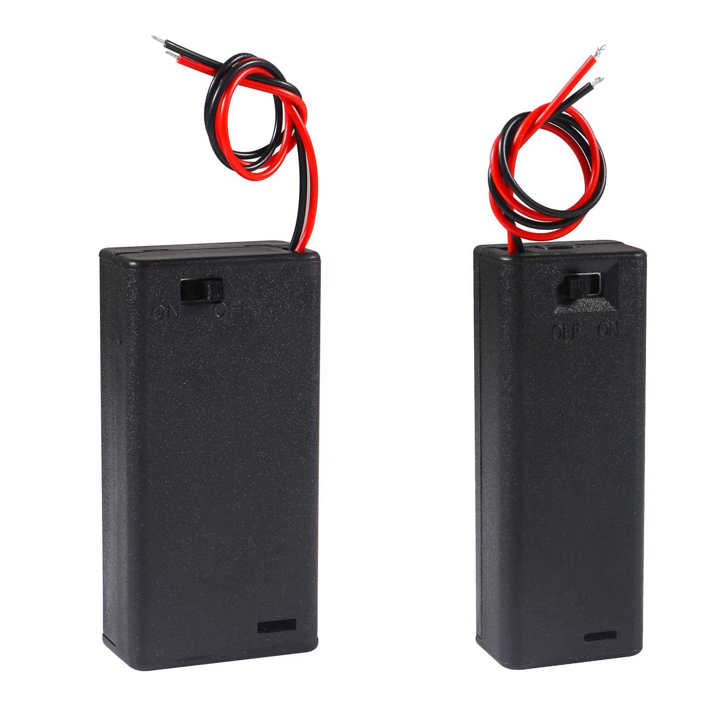 DORHEA 8PCS AA Battery Holder with Cover AA Battery Holder Case with ON/Off Switch 1.5V, 1/2/3/4 x 1.5V Series DIY Battery Storage Boxes, 1/2/3/4/5 Slots Black Plastic Batteries Case for AA Battery