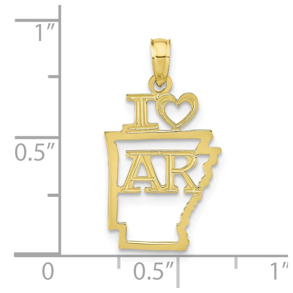 10k Yellow Gold Solid Arkansas State Souvenir Pendant Charm
