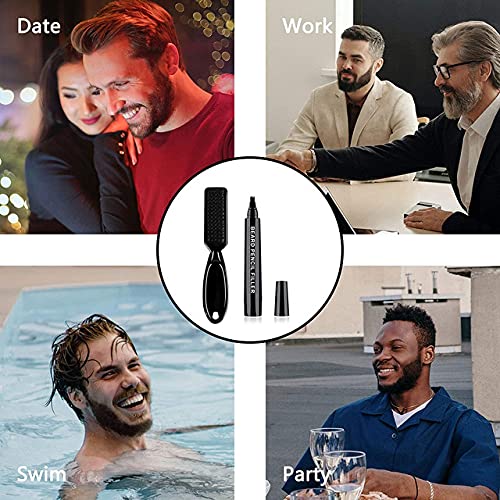 Beard Pencil Filler for Men, 2 Pack, Eyebrow Pen, Beard Filling Pen Kit - WaterProof, Long Lasting Coverage - Beard, Moustache, Eyebrows, Beard Dye for Men, Bristle Brush (2 pcs Black)…