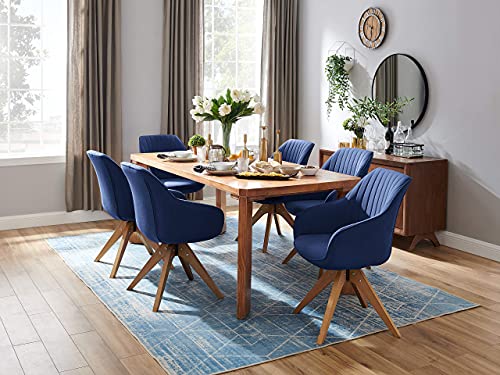 Art Leon Mid Century Modern Swivel Accent Chair with Arms, Beech Wood Legs Upholstered Computer Desk Chair for Small Spaces Home Office Living Room Bedroom, Royal Blue