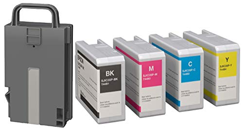 DT-Techno Colorworks Consumables (Black, Yellow, Magenta, Cyan and Maintenance Box) Kit for TM-C6000 and TM-C6500