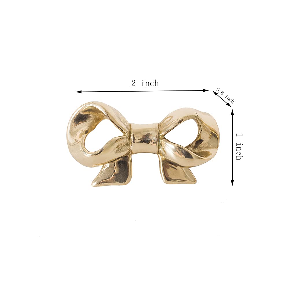UniDes Pack of 2 Gold Brass Knobs for Dresser,Drawers and Cabinet, Decorative Bow Knobs and Pulls for Kids,Children,Girls Bedroom,2 PC