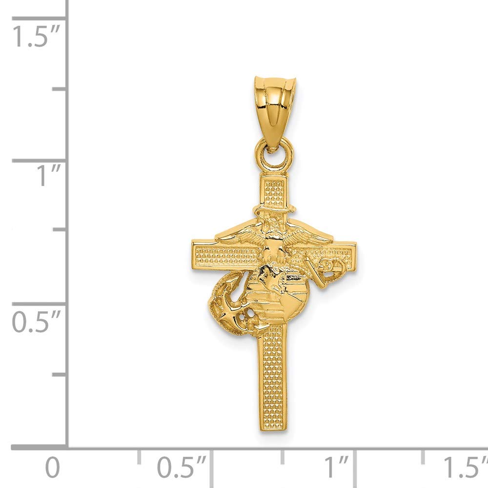 14k Marine Corps Cross Pendant 30mm 15mm style K2134