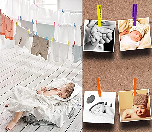 2" Pink Wooden Clothes Pins DIY Photo Garland Baby Shower Bag Clips Decorative Clothespins with Jute Twine Pack 50