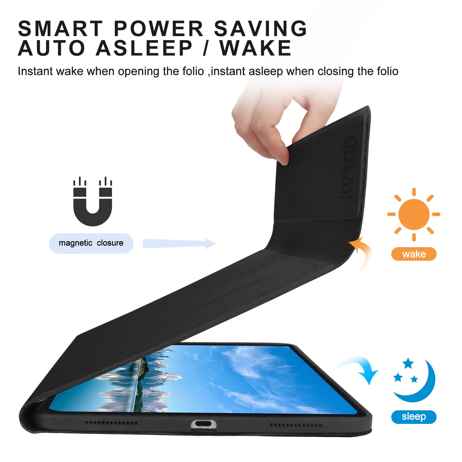 KVAGO Keyboard Case for iPad Air (5th, 4th gen - 2022, 2020), iPad Air 5th Generation Case with Keyboard, 7 Colors Backlit, Detachable, Wireless Keyboard, Slim Folio Cover 10.9“ with Pencil Holder