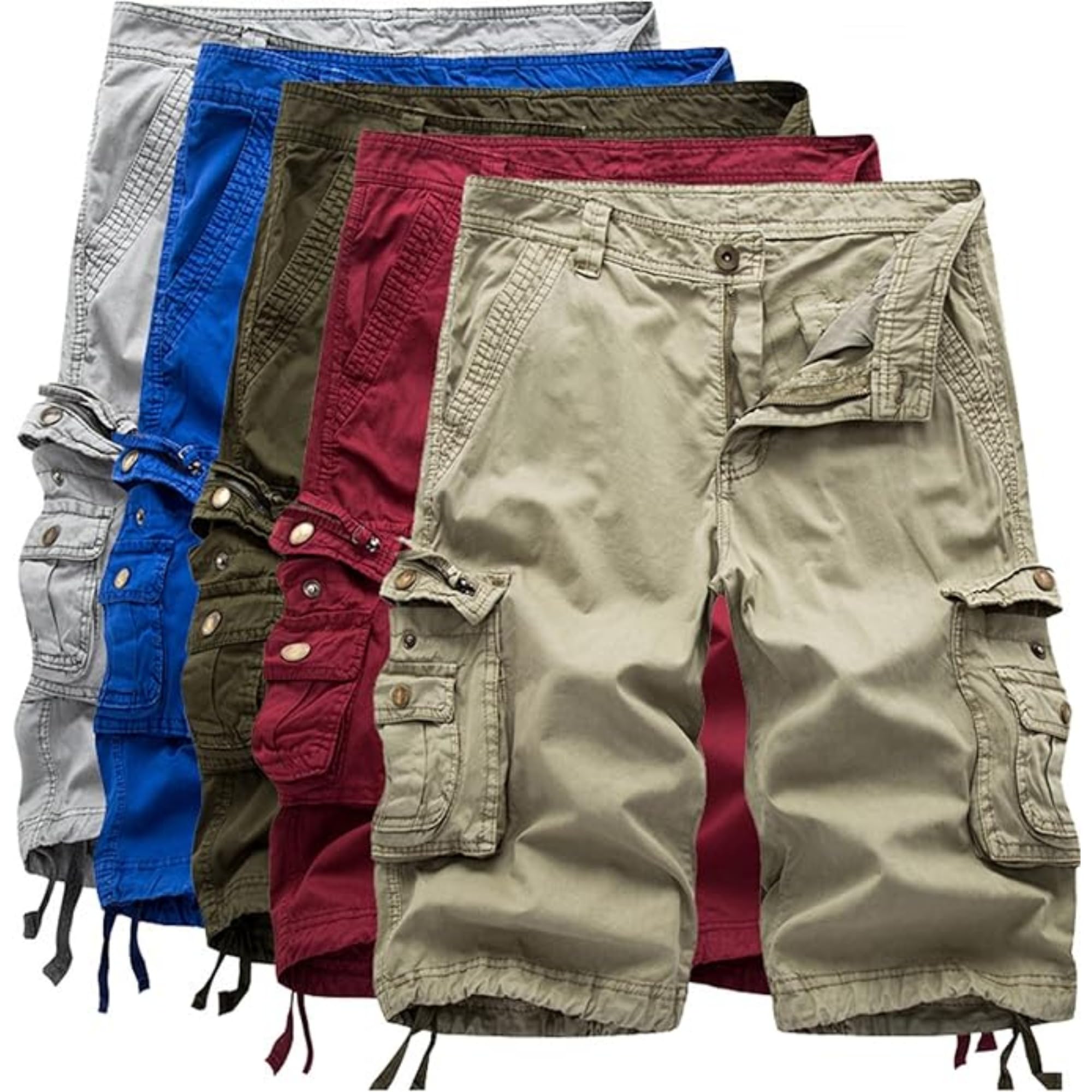 Men's Multi Pocket Zipper Cargo Short Outdoor Casual Loose Fit Dungarees Shorts (Green,44)